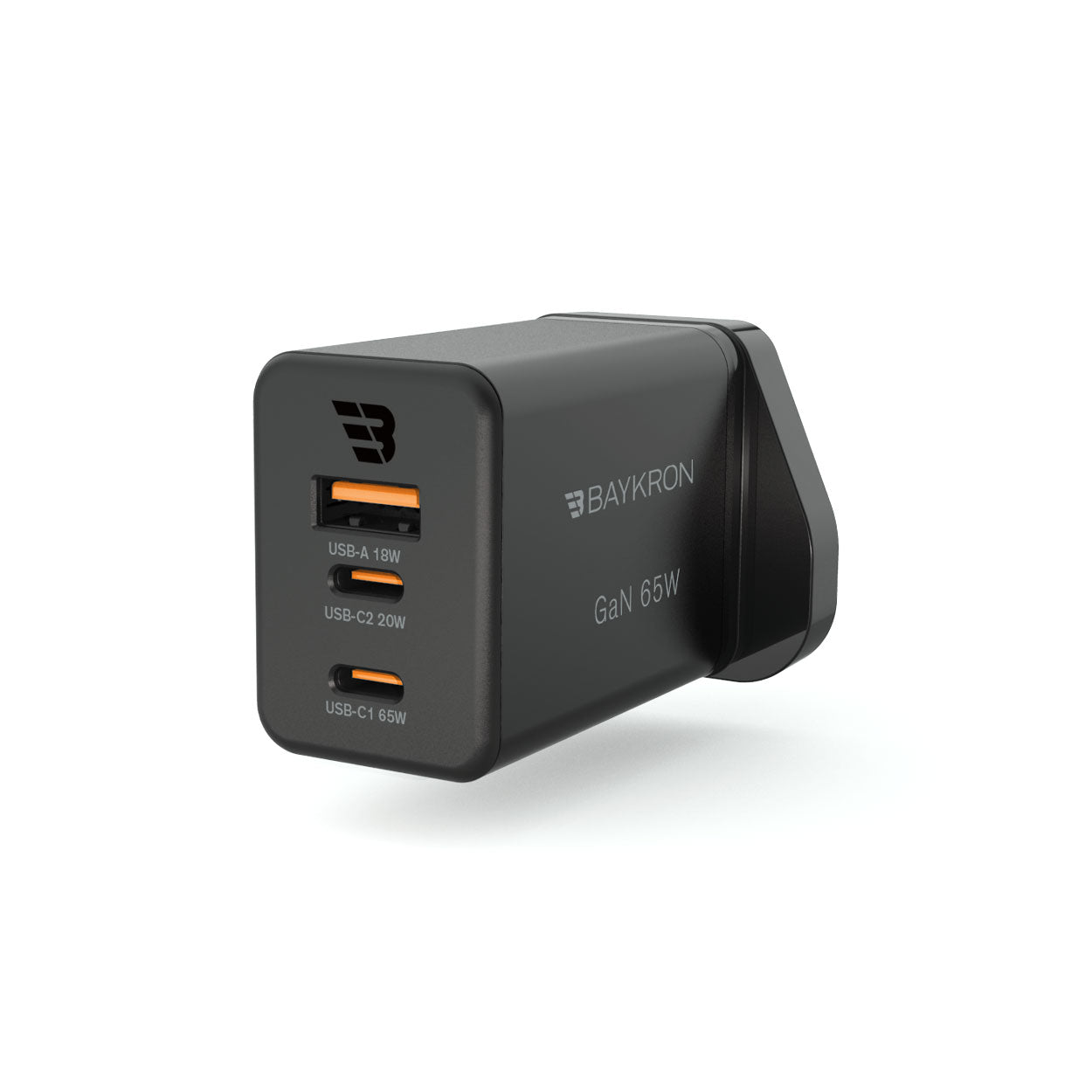 BAYKRON Premium 65W GaN Ultra Fast Triple Port Wall Charger with USB-A ...